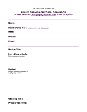 Fillable Online Recipe Submission Form - Webydo Fax Email Print - pdfFiller