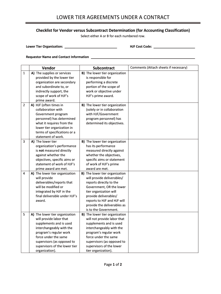 Fillable Online Subcontract vs Vendor Template Final - hjforg Fax Email ...