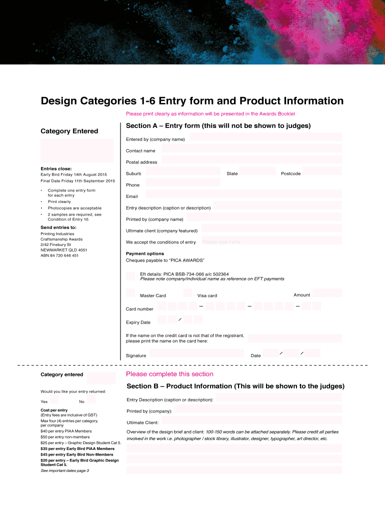 Fillable Online Pica-2015-entry-forms-ar4pdf Fax Email Print - pdfFiller