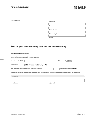 Ausfüllbar Online mlp Anderung der Bankverbindung fur meine ...