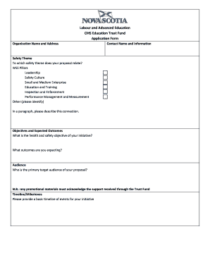 Fillable Online OHS Education Trust Fund - Application Form - Draft 2 ...