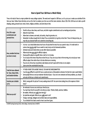 Fillable Online How to Spend Your 168 Hours a Week Wisely Fax Email ...