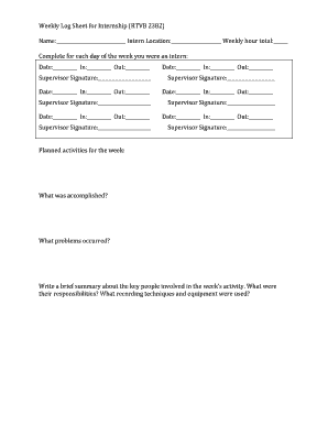 Fillable Online Weekly Log Sheet for Internshipdocx Fax Email Print ...