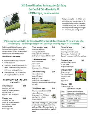 Fillable Online GPHA 2015 Golf Outing Printable Registration form Fax ...