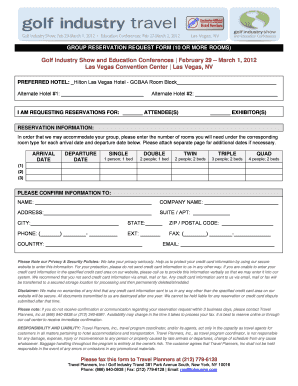 Fillable Online GROUP RESERVATION REQUEST FORM (10 OR MORE ROOMS) Fax ...