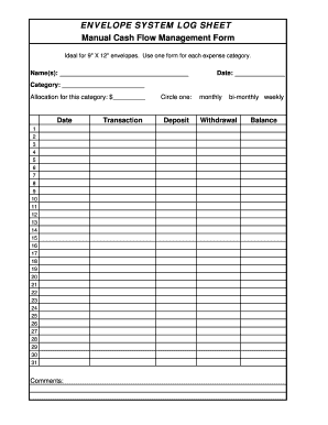 Fillable Online Envelope System bLog Sheetb - Debt Free Legacy Fax ...