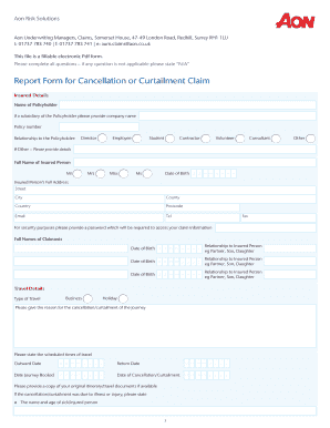 Fillable Online ccia org Report Form for Cancellation or Curtailment ...