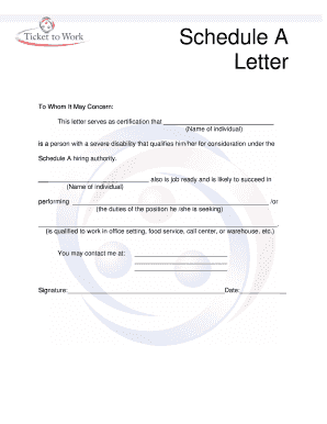 Fillable Online dol Schedule A Letter To Whom It May Concern This ...