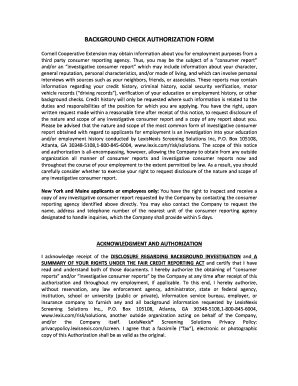 Fillable Online Background Check AUTHORIZATION FORM 1-2013 New Fax Email Print - pdfFiller