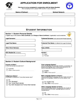 Fillable Online sfcc qld edu Enrolment Application Form - sfcc qld edu Fax Email Print - pdfFiller