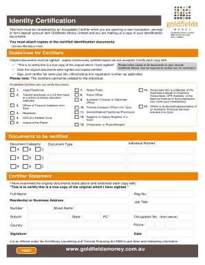 Fillable Online Identity Certification - goldfieldsmoneycomau Fax Email ...