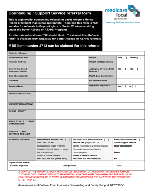 Fillable Online Counselling Support Service referral form - SNSWML Fax ...