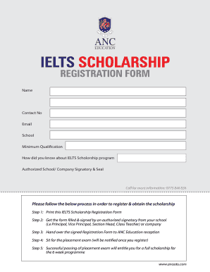 Fillable Online IELTS Registration form new - ANC Education Fax Email ...