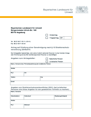 Ausfüllbar Online Antrag auf Erteilung einer Genehmigung nach 15 StrlSchV Fax Email Drucken ...