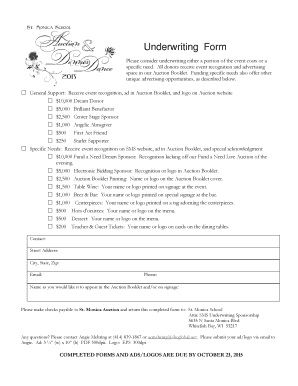 Fillable Online Underwriting Form - Saint Monica School - Home Fax ...
