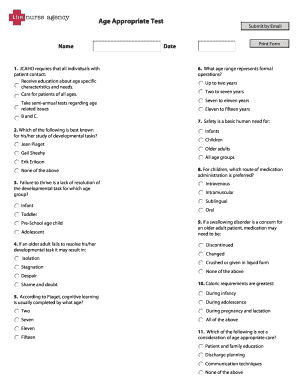 Fillable Online Age Appropriate Test - thenurseagencycom Fax Email ...