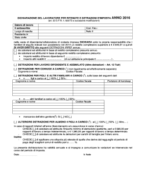 Compilabile Online DICHIARAZIONE DEL LAVORATORE PER RITENUTE E ...