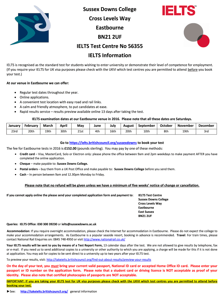 Fillable Online IELTS Information Fax Email Print - pdfFiller