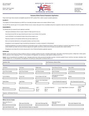 Fillable Online bremercountyva Veterans Affairs General Assistance ...