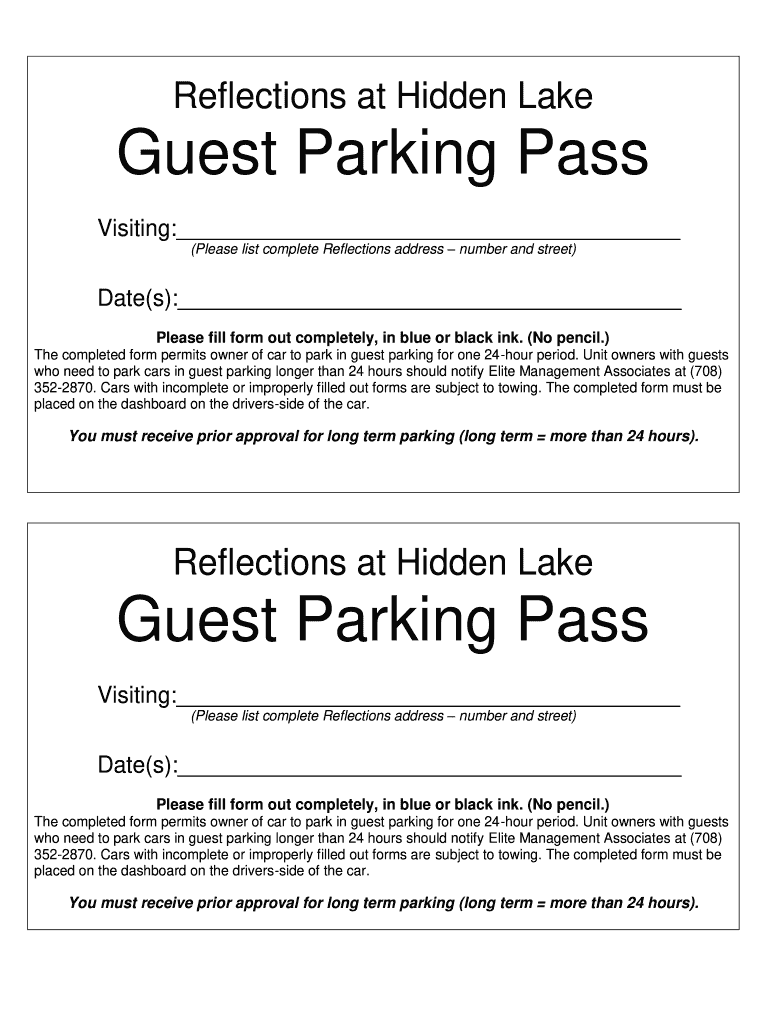 Printable Guest Parking Pass Fill Out Sign Online DocHub