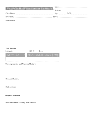 Fillable Online Neurofeedback Assessment Summary - EEG Info Fax Email ...
