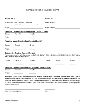 Fillable Online sjsu Forensic Studies Minor Form - San Jose State University Fax Email Print ...