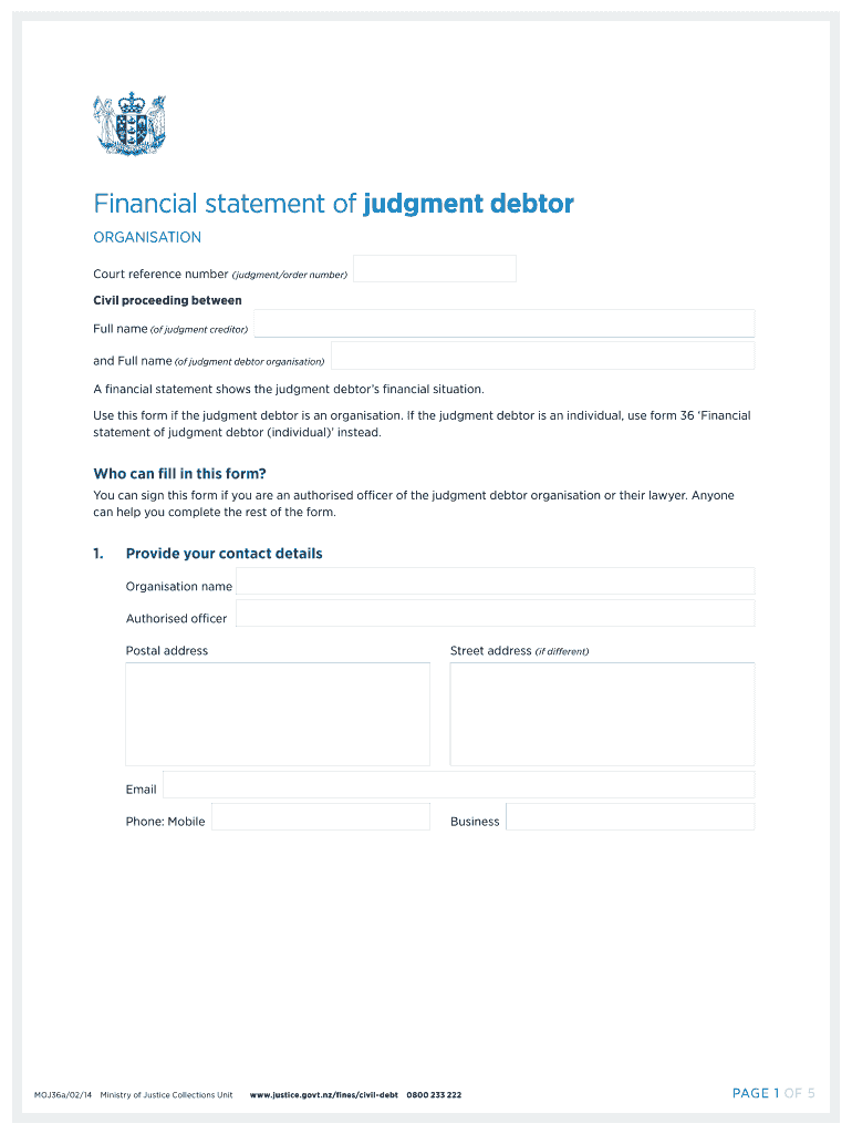 Fillable Online justice govt Financial-statement-of-judgment-debtor ...