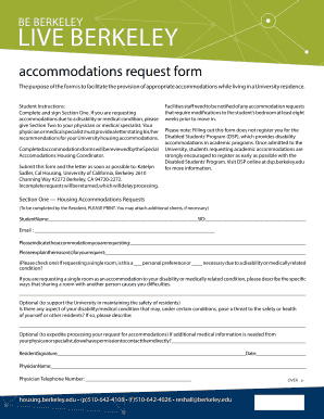 Fillable Online BE BERKELEY LIVE BERKELEY - Housing Fax Email Print - pdfFiller