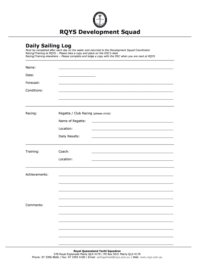 Fillable Online Daily Sailing Logdoc Fax Email Print - pdfFiller