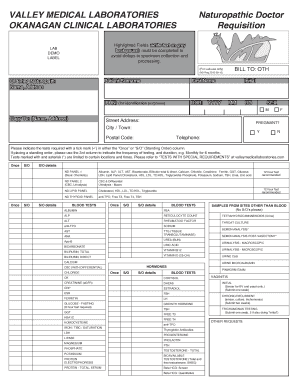 Fillable Online Requisition - Valley Medical Laboratories Fax Email ...