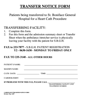 Fillable Online umanitoba TRANSFER NOTICE bFORMb - umanitoba Fax Email ...