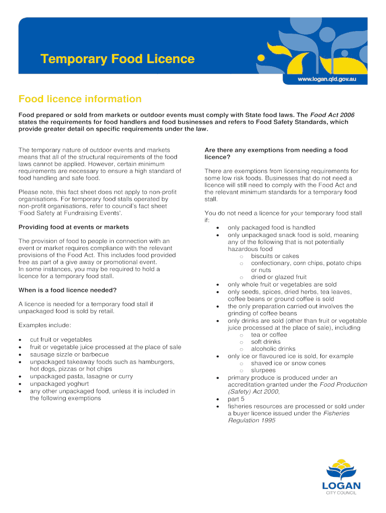 Fillable Online Temporary Food Events Information Kit Fax Email Print ...