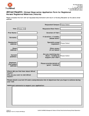 Fillable Online alfrednursingeducation org Nursing Clinical Observation ...