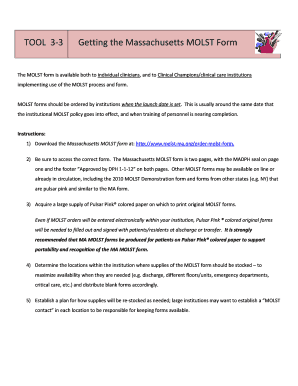 Fillable Online TOOL 3-3 Getting the Massachusetts MOLST Form Fax Email ...
