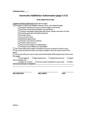 Fillable Online Community Habilitation Authorization page 2 of 3 Fax ...