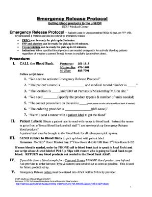Fillable Online pathology ucsf Emergency Release Protocol - University ...