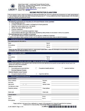 Fillable Online Income Protector Claim form - Liberty Fax Email Print ...