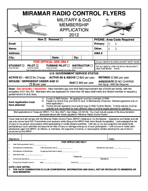 Fillable Online Military Application Form 2012 Fax Email Print - pdfFiller