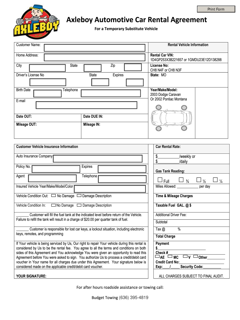 Car Rental Agreement Fill Online Printable Fillable Blank PdfFiller