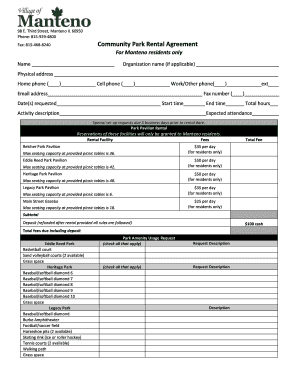Fillable Online Community Park Rental Agreement - Fax Email Print ...