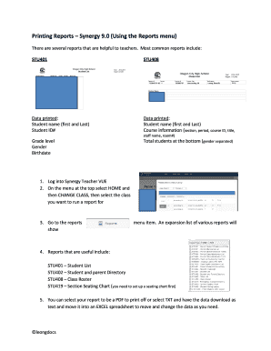 Fillable Online Printing Reports Synergy 9 Fax Email Print - pdfFiller