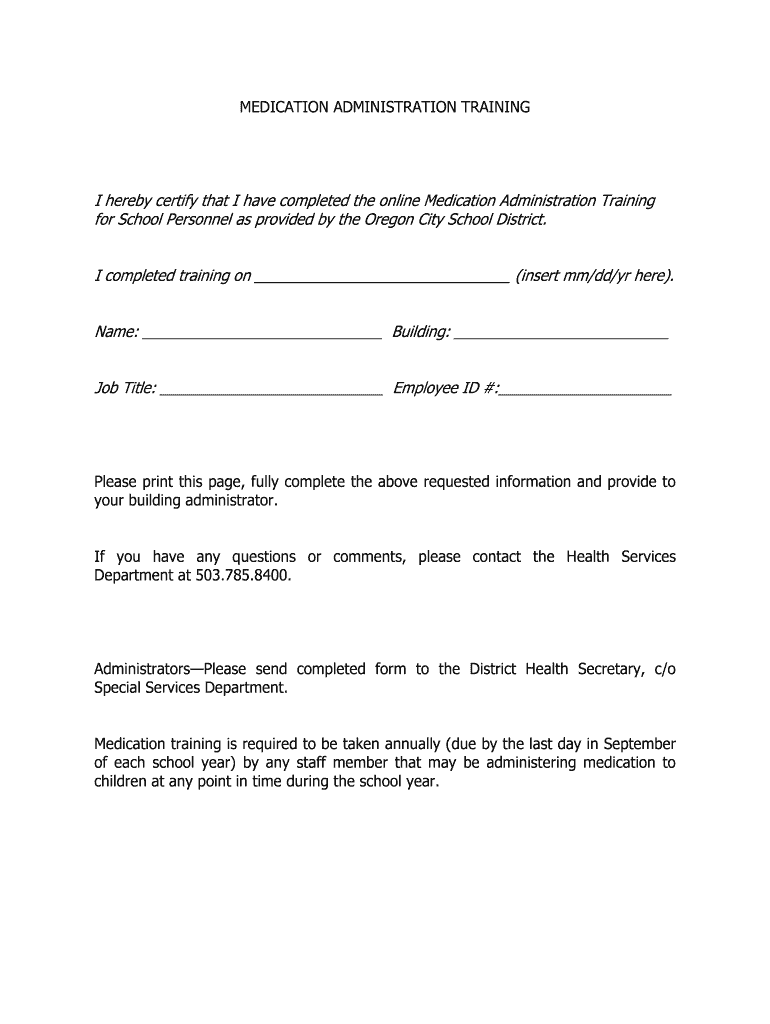 Fillable Online Medication administration training form - ocsd62org Fax ...