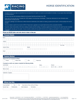 Fillable Online HORSE IDENTIFICATION Fax Email Print - pdfFiller