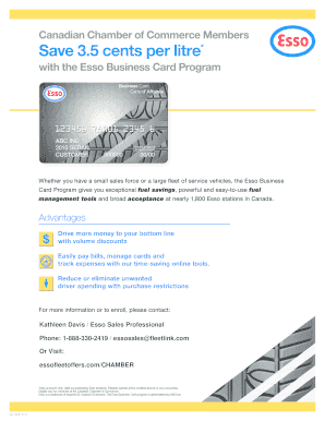 Fillable Online windsorchamber With the Esso Business Card Program ...