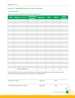 Fillable Online cecentralsierra ucanr Form 88 Monthly Statement of Cash ...