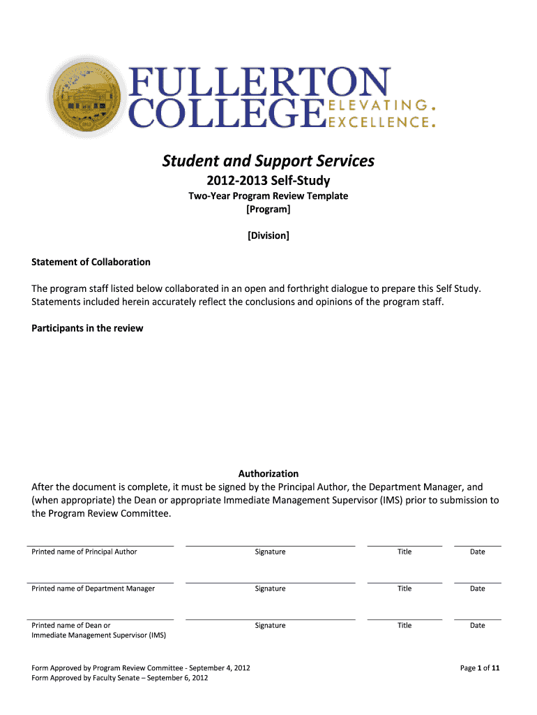 Fillable Online programreview fullcoll Non-Academic Program Review ...