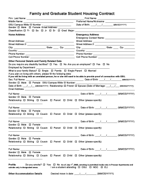 Fillable Online reslife okstate Family and Graduate Student Housing ...