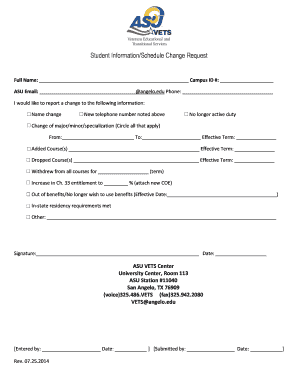 Fillable Online angelo Student Information/Schedule Change Request Full ...