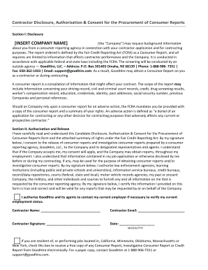 Fillable Online GH Disclosure and Consent Form Template - CONTRACTOR ...