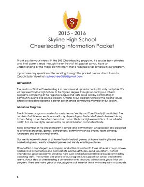 Fillable Online Cheerleading Information Packet Fax Email Print - pdfFiller